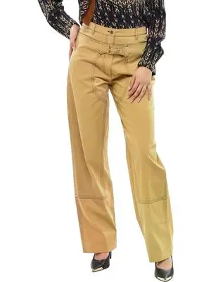 Stella McCartney High-waist Straight-fit Trousers With Buckle Detail - Brown