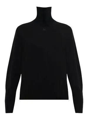 COURREGES Lambswool Zipped Collar Sweater - Black