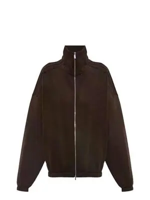 Adidas Zip-up Stand Collar Sweatshirt - Brown