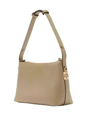 Tory Burch Small Mellow Logo-plaque Pebbled Shoulder Bag - Neutrals