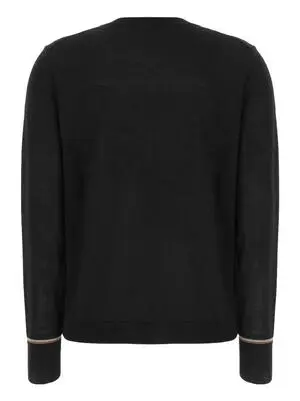Paul Smith V-neck Sweater With Striped Trim - Black