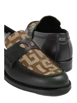 Gcds Monogram Jacquard Loafers With Cut-out Detail - Black