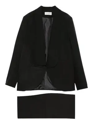 JE SUIS LE FLEUR Shawl Lapel Ruched Detail Suit - Black