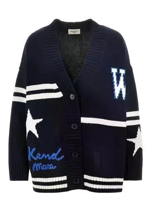 Max Mara Star Motif Intarsia Knit Cardigan - Blue