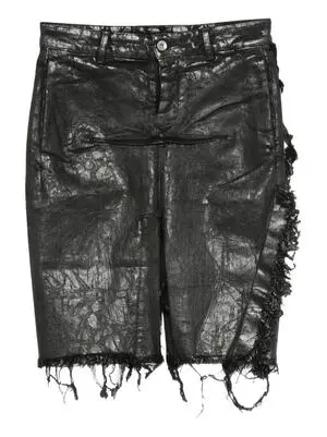 Rick Owens Distressed Sliced Denim Mini Skirt - Black
