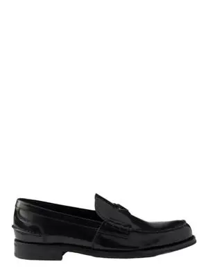 Prada Brushed Leather Loafers - Black