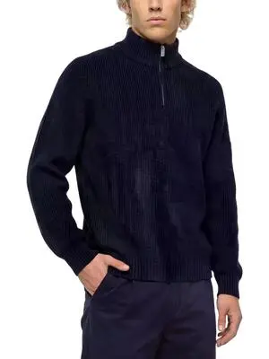 Karl Lagerfeld Half-zip Ribbed-knit Sweater - Blue