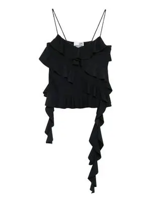 Moschino Ruffled Spaghetti-strap Top - Black