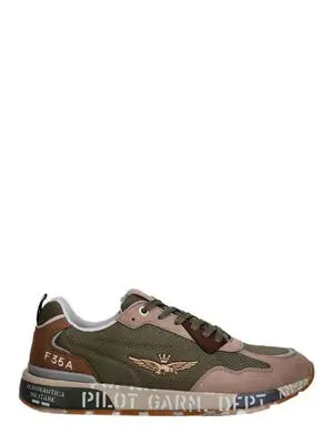 AERONAUTICA MILITARE Logo-embroidered Panelled Sneakers - Green