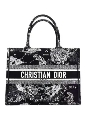 Dior Book Embroidered Canvas Medium Tote Bag Black