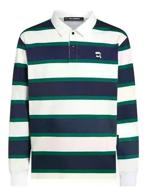 Karl Lagerfeld Ikon Striped Rugby Polo Shirt - White