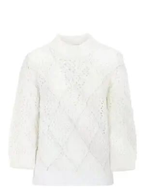 Peserico Perforated Knit Bead-embellished Sweater - White