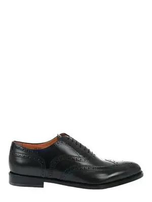 Santoni Leather Brogue Derby Shoes - Black