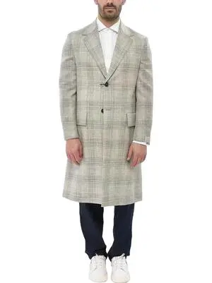 Corneliani District Check Pattern Virgin-wool Coat - Grey