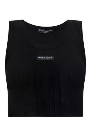 Dolce & Gabbana Ribbed Cropped Top - Black