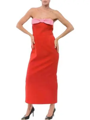THE NEW ARRIVALS ILKYAZ OZEL Eléa Bow-detail Maxi Dress - Red
