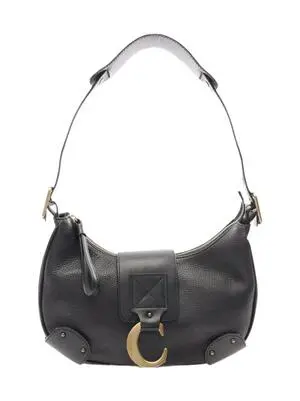 Chloé Chloé Black Calf Leather Grained Texture Shoulder Bag Black