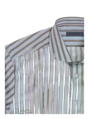 Corneliani Striped French-collar Shirt - Blue