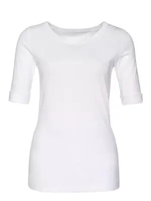 MARCCAIN Scoop Neck Turn-up Sleeve T-shirt - White