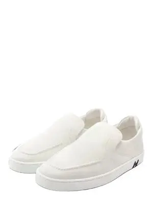 Hermès Off- Leather Round Toe Slip-on Sneakers - White