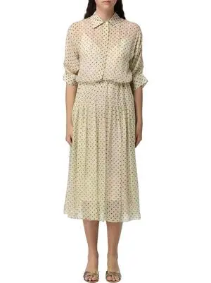 CRIDA MILANO Wimbledon Polka-dot Silk Midi Dress - Neutrals