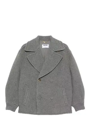 Moschino Double-breasted Heart-motif Wool Jacket - Grey