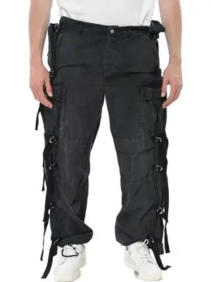 MAGLIANO Ripstop Texture Straight-leg Trousers With Strap Detailing - Black