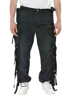 MAGLIANO Ripstop Texture Straight-leg Trousers With Strap Detailing - Black