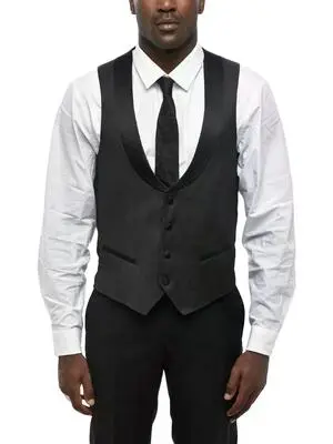 Corneliani Virgin Wool Waistcoat With Satin Lapels - Grey