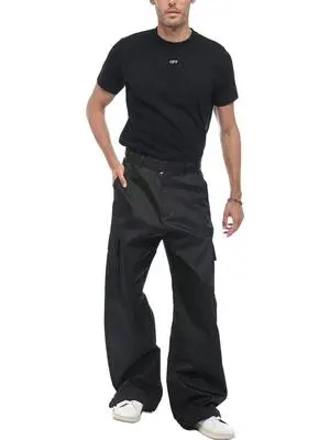 Off-White Logo-embroidered Cargo Trousers - Black