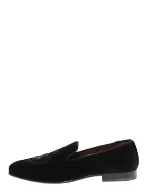 Corneliani Embroidered Velvet Loafers - Black