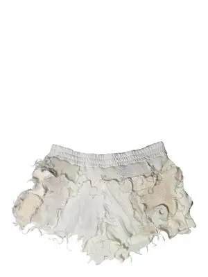 BORBALA Distressed Frayed Mini Shorts - White