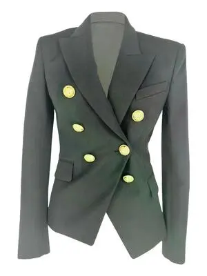 Balmain Double-breasted Blazer With Peak Lapels - Black