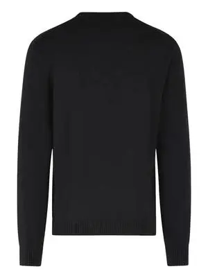 Dolce & Gabbana Logo Embroidered Knit Sweater - Black