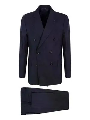 LARDINI Pinstripe Double-breasted Suit - Blue