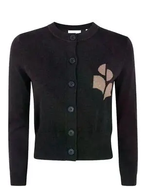 MARANT ETOILE Newton Logo-intarsia Cardigan - Brown