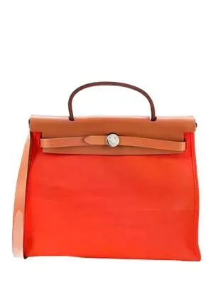 Hermès Herbag Zip Leather And Toile 31 Shoulder Bag - Orange