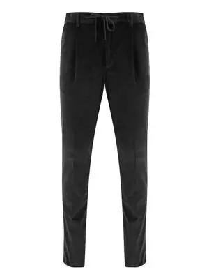Tagliatore Corduroy Trousers With Drawstring Waist - Black