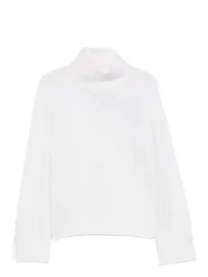 ALLUDE Ribbed Roll Neck Cashmere Sweater - White
