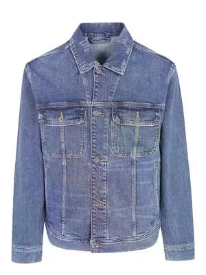 Emporio Armani Faded Denim Trucker Jacket - Blue