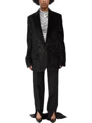 Off-White Damask Velour Tomboy Blazer - Black
