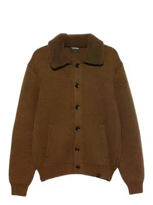TOM FORD Shearling Collar Cardigan - Brown