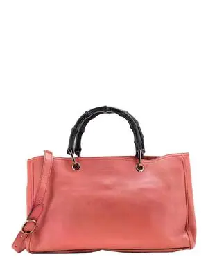 Gucci Bamboo Shopper Leather Medium Tote Bag - Pink
