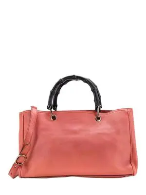 Gucci Bamboo Shopper Leather Medium Tote Bag - Pink