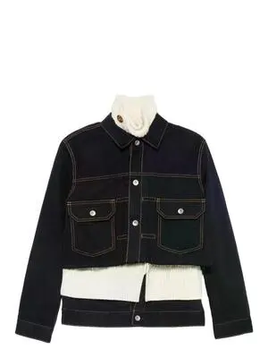 Sacai Layered Raw-cut Denim Jacket - Blue