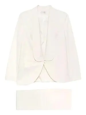 JE SUIS LE FLEUR Shawl Lapel Draped Detail Single-breasted Suit - Neutrals