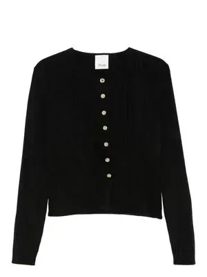 ALLUDE Ribbed-knit Button-up Cardigan - Black