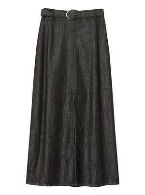 TWINSET Long Flowing Denim Skirt - Black