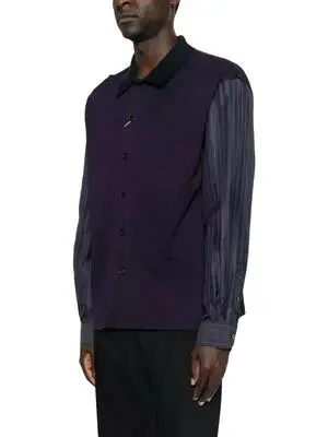 MAISON MARGIELA Pinstripe-sleeve Panelled Cotton Shirt - Blue