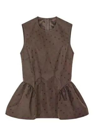 Cecilie Bahnsen Daimi Floral-jacquard Peplum Top - Brown